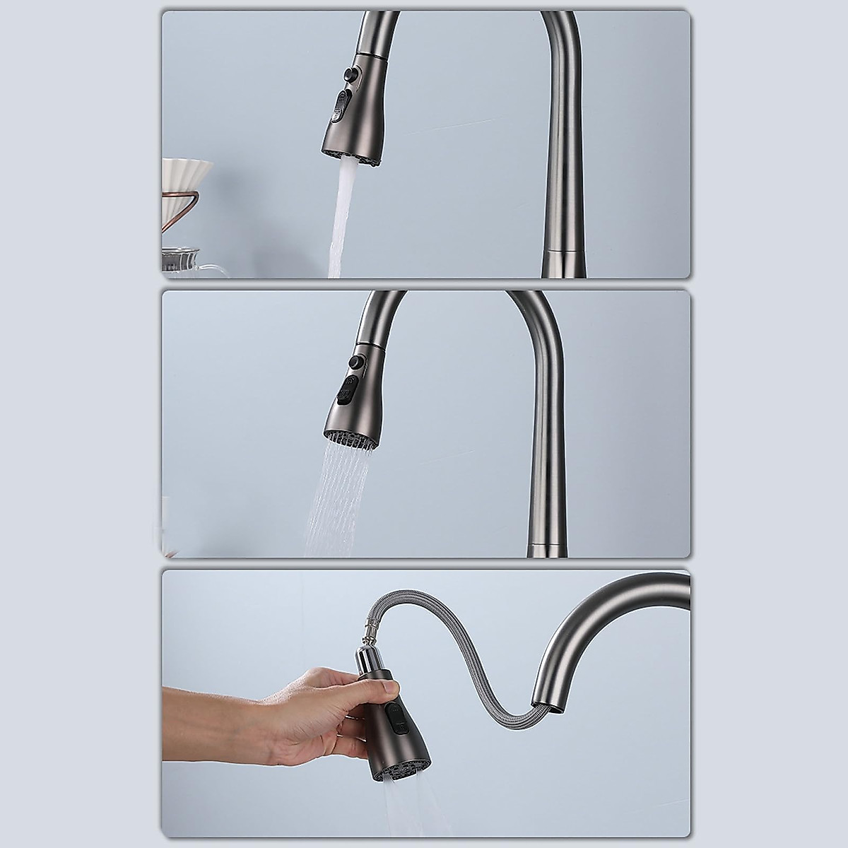 Ksunun Touchless Kitchen Faucet with Pull Down Sprayer, Kitchen Sink Faucet, Pull-Down Sprayer Kitchen Faucets with Temperature Display, Kitchen Sink Faucets, Pull Down Faucet for Kitchen Sink