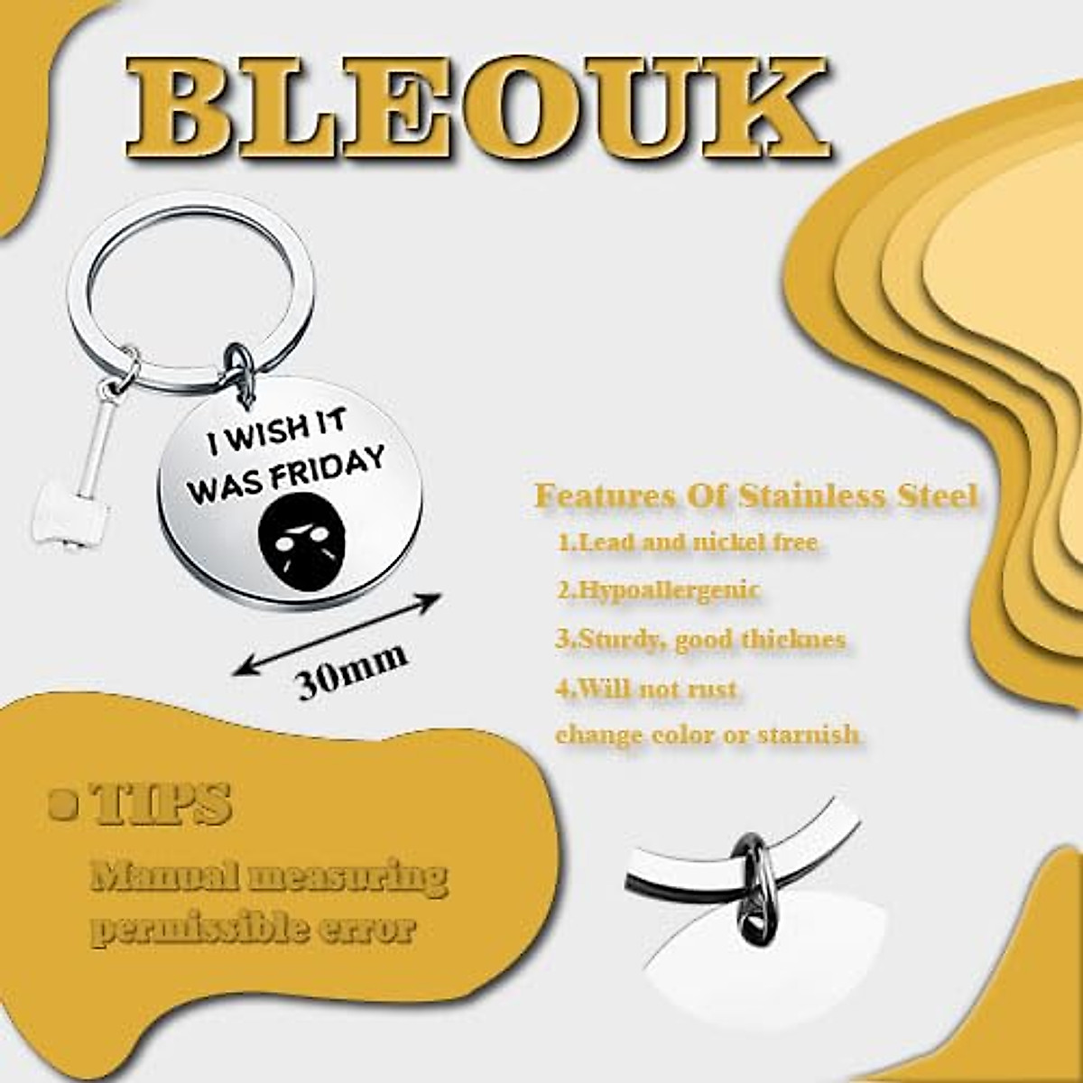 BLEOUK Jason Fans Keychain Friday Horror Movie Lover Gifts Scary Movie Gift Halloween Party Jewelry (i wish it was Friday)