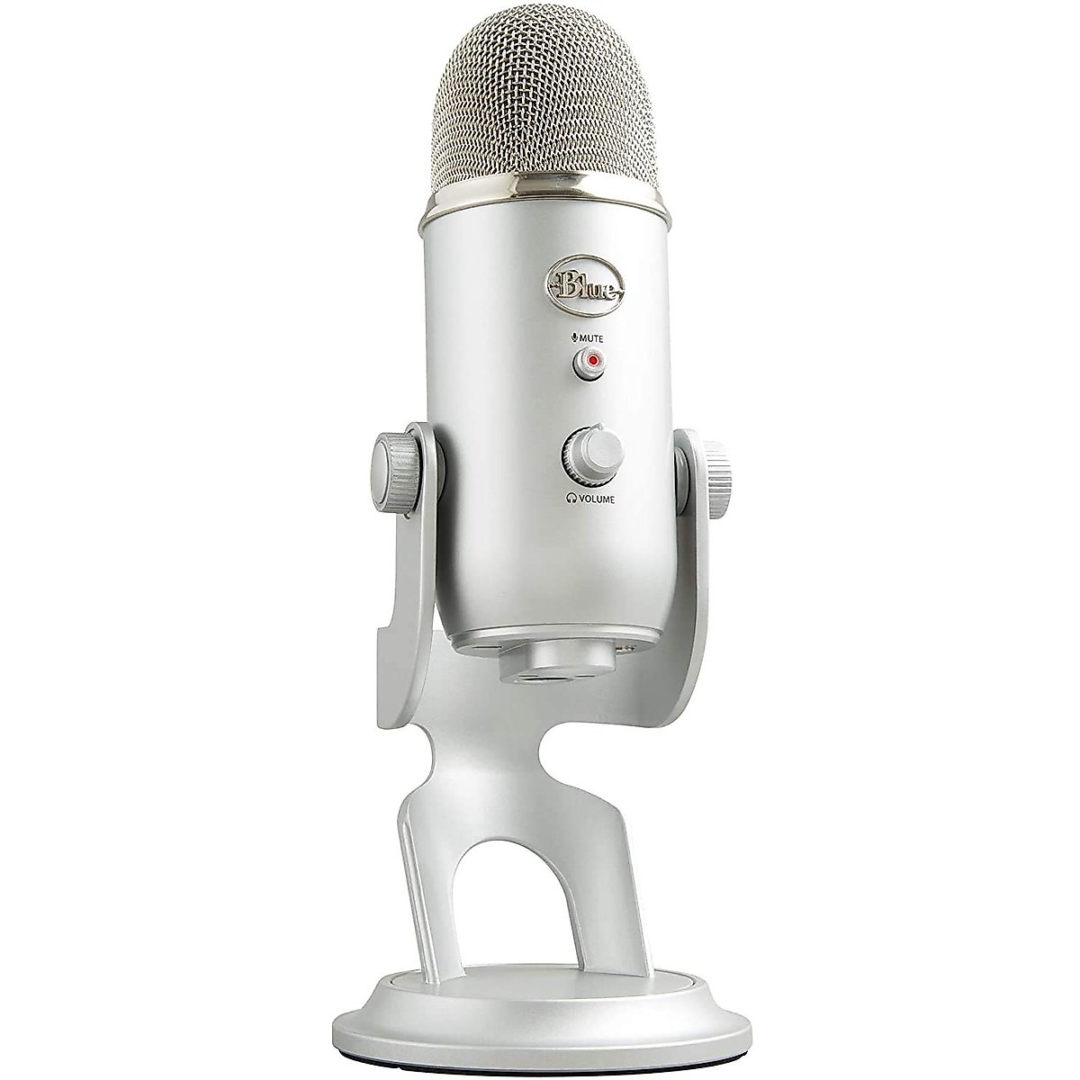 Newest Blue Yeti USB Microphone with 4 Pickup Patterns, 3 Condenser Capsules, Mic Gain Control & Adjustable Stand for Gaming, Streaming, Podcasting on PC & Mac with GalliumPi Accessories - Silver