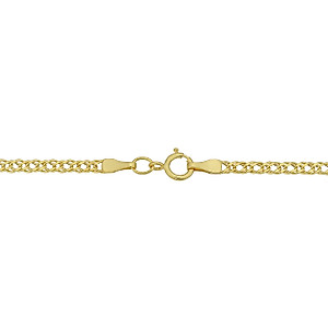 Kooljewelry 10k Yellow Gold Diamond Weave Curb Anklet (2 mm, 10 inch)