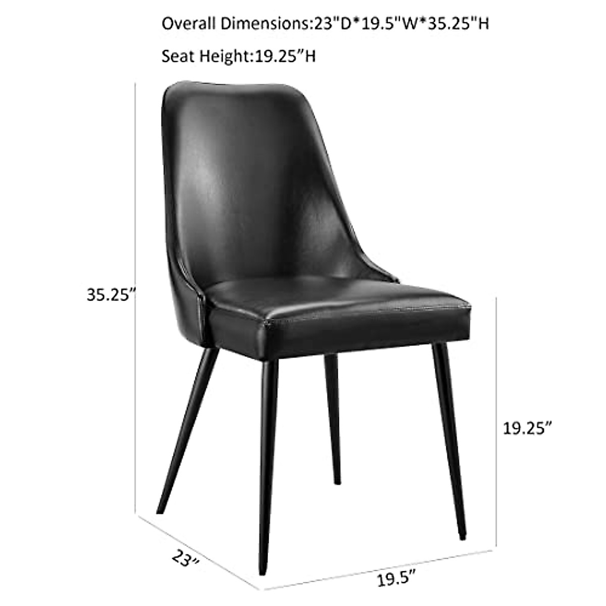 Ball & Cast Kitchen Chair Modern Upholstered Dining Chairs, Desk Chair Side Chair with Metal Legs, Black, Pack of 2