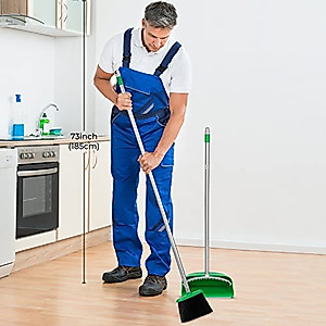 MAVRIZ Broom and Dustpan Set for Home with 52" Long Handle, Dustpan with Broom Combo for Living Room Bedroom Study Kitchen Office, Lobby Floor Dustpan Broom Set - Green