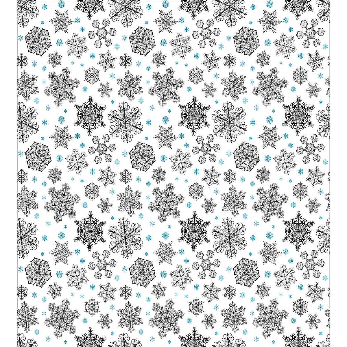 Ambesonne Snowflake Duvet Cover Set, Lace Style Arrangement of Snowflakes Winter Season Christmas Illustration, Decorative 3 Piece Bedding Set with 2 Pillow Shams, King Size, Blue Black White