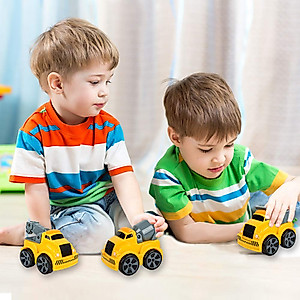 ArtCreativity 3.5 Inch Pull Back Construction Vehicle Toys for Kids - Set of 3 - Includes Mini Dump Truck, Tow Truck, and Concrete Mixer - Best Gift, Party Favors for Boys & Girls - Yellow and Grey