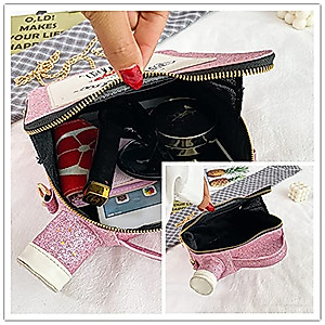 KUANG! Women Fashion Sequin Crossbody Bag Girl's Fun Gasoline Handbag Shoulder Bag for Women Messenger tote Bags (Pink)