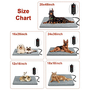 Lamlingo Pet Heating Pad for Cat Dog,Extremely Waterproof Heated Cat Bed Outdoor&Indoor,Adjustable Heated Dog Blanket Mat with 6 Temperature&5 Timers Set,Pet Heater Warmer(Grey,XL-36 Lx24 W)