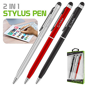 PRO Stylus Pen for Bose SoundSport Free with Ink, High Accuracy, Extra Sensitive, Compact Form for Touch Screens [3 Pack-Black-Red-Silver]