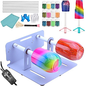 LFSUM Cup Turner for Crafts Tumbler,Tumbler Cup Spinner,Glitter Powder,Epoxy Resin kit for Tumblers for Beginners with Epoxy and Heat (Wood & Hot Air Gun)