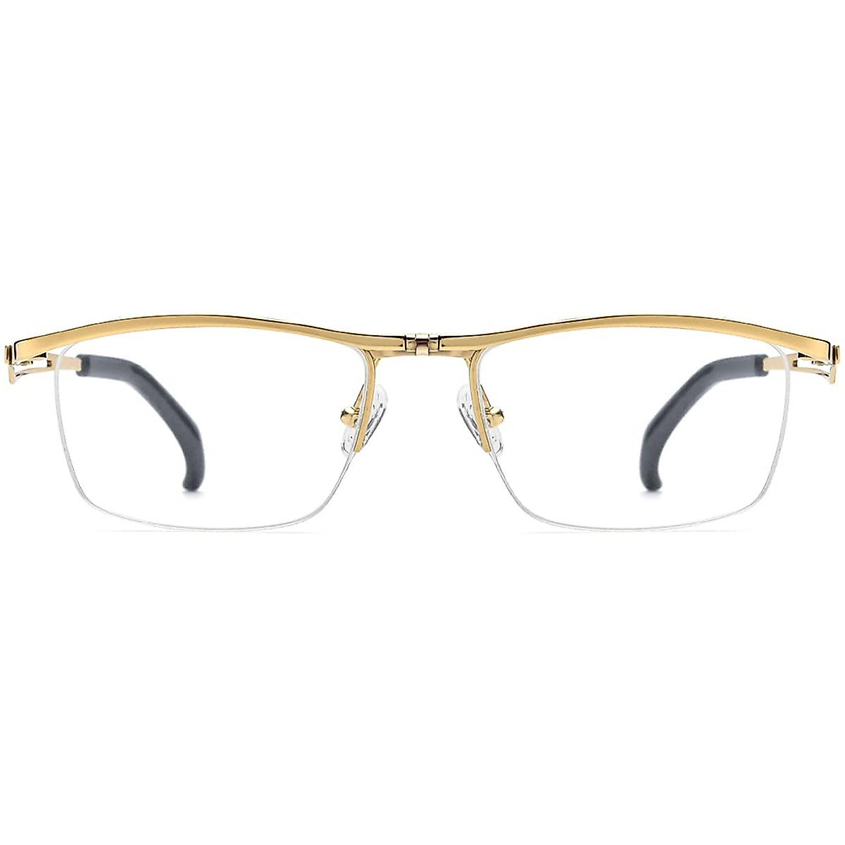 FONEX 180° Flip Titanium Glasses Frame for Men,Square Eyewear Optical Eyeglasses F8043 (F8044 Gold)