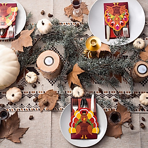 24 Thanksgiving Turkey Cutlery Decorative Utensil Holders for Autumn Fall Party