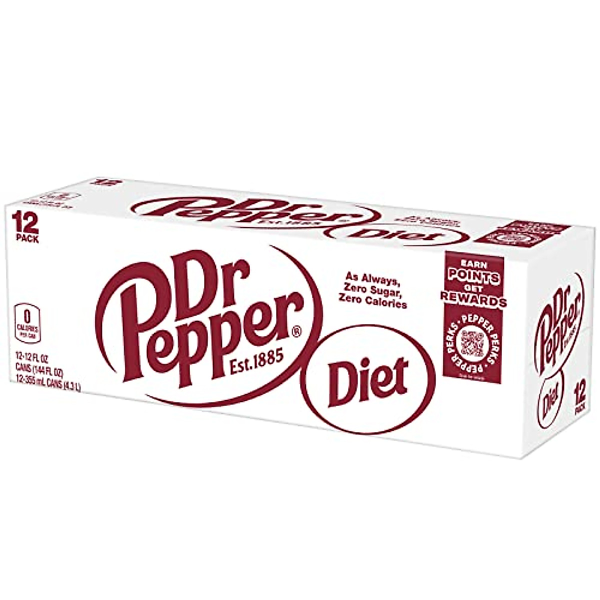 Diet Dr Pepper Soda, 12 fl oz cans, 12 pack