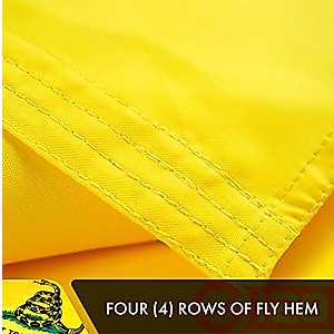 G128 Gadsden Don't Tread On Me Flag | 3x5 Ft | Double ToughWeave Series Double Sided Embroidered 210D Polyester | Historical Flag, Embroidered Design, Indoor/Outdoor, Brass Grommets, Heavy Duty, 3-ply