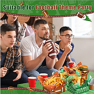 Axyi 50 Pack Football Party Paper Food Trays, Superbowl Party Decorations, Disposable Food Serving Paper, Football Party Food Boats Hot Dog Trays Movie Snack Trays, Combination