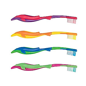 SmileGoods Y264 Child Toothbrush, Soft, Dolphin Grip, Individually Packaged Toothbrushes, Assorted Colors, Bulk Pack of 72