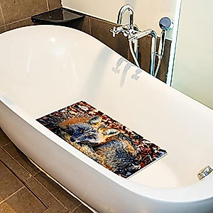 Non-Slip Bathtub Mats Foxes Fall Autumn Prints Soft Bath Tub Bathroom Shower Mat for Baby and Adults, Machine Washable