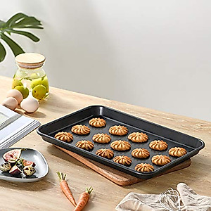 S·KITCHN Bakeware Set, Nonstick Black Cookie Sheets for Oven, Half/Jelly Roll/Quarter Baking Trays, Commercial Grade Baking Pan Set, Dishwasher Safe - 3 Pieces