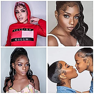 Fake Edges Hair Tattoo Baby Hair Tattoo Stickers - Waterproof Tattoos Body Makeup for Women - Edge Tattoo Fake Edges Curly Hair Salon DIY Hairstyling Hair Stickers Template Makeup Tool (E)