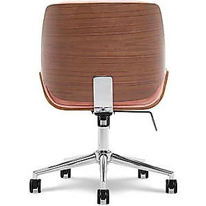 Elle Decor Ophelia Low-Back Task Modern Bentwood Home Office Armless Desk Chairs in Chrome Finish, French Pink 22.75D x 22W x 44H in