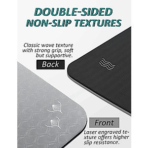 Yoga Mat with Strap, 1/3 Inch Extra Thick Yoga Mat Double-sided Non Slip, Professional TPE Yoga Mats for Women Men, Workout Mat for Yoga, Pilates and Floor Exercises