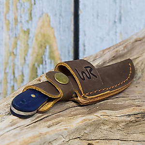 WHISKEY BENT HAT CO. Sendero Caper 440 Stainless Steel Fixed Blade Knife w/Leather Sheath (Nightfall)