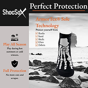 ShocSox ArmorTex® Beach Volleyball Socks and Sand Soccer Socks with ArmorTex® Soles Longest Lasting Beach Socks (as1, alpha, l, regular, regular, Bone Feet)