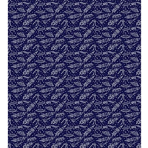 Lunarable Space Duvet Cover Sets, Fired Rockets and Spaceships in Galaxy Stars Nightfall Aliens Universe, Bedding Set with 2 Duvet Covers & 4 Pillowcases, 2 Pack Queen Size, Navy Blue and Coconut