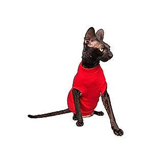 Kotomoda Sphynx Cat's Turtleneck Maxi InRed Naked Cat Hairless Cat Clothes (M)