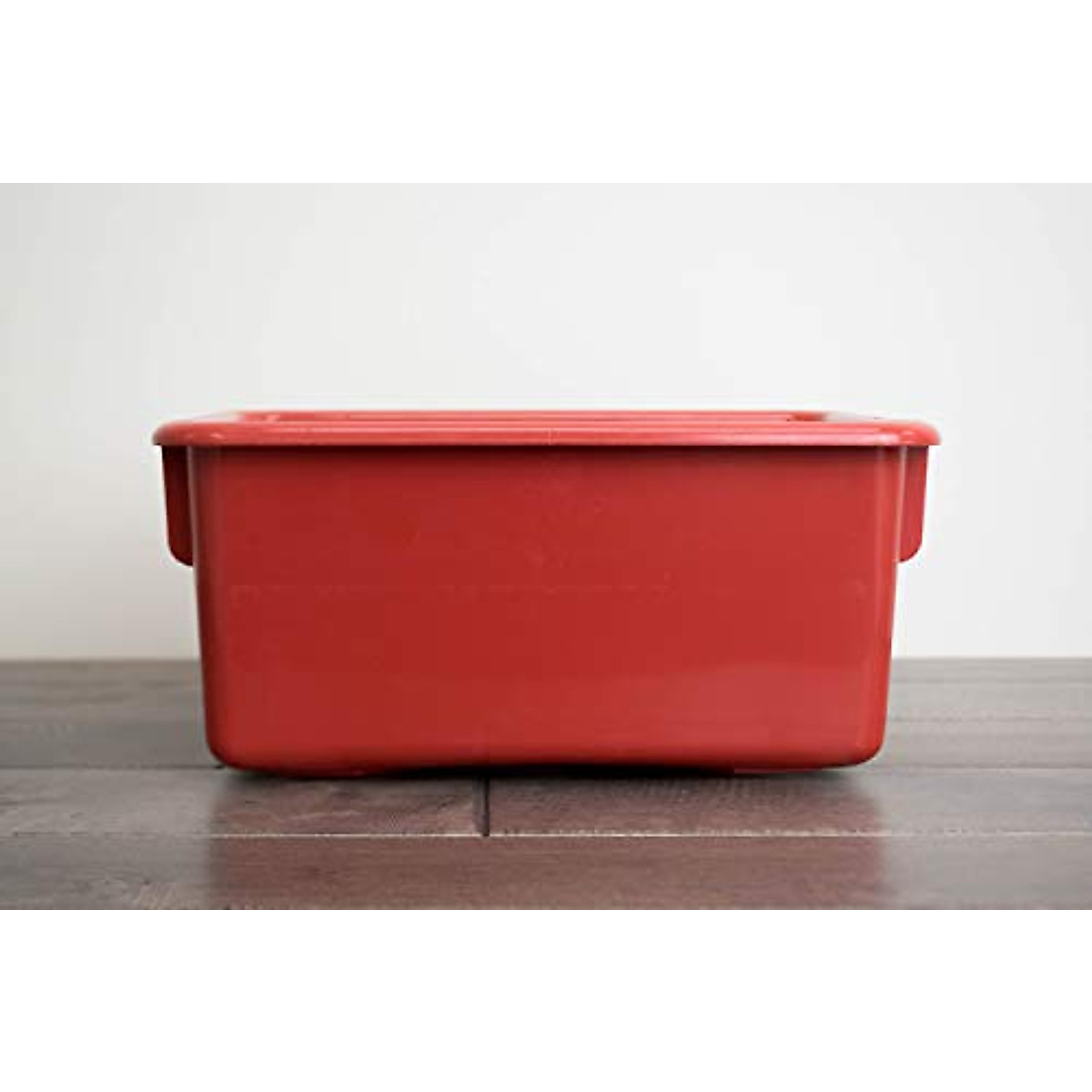 Angeles Red Bin Storage, Small Plastic Bins, Cubby Trays, Classroom Organization for Daycare/Preschool, Toddler Book Shelf Organizer for Kids Toys