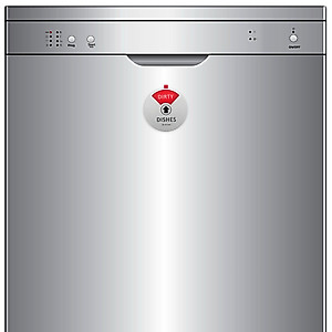Kichwit Dishwasher Magnet Clean Dirty Sign Indicator with Running and Empty Options, Works on All Dishwashers, Non-Scratch Strong Magnetic Backing, Residue Free Adhesive Included, 4 Inch, Silver