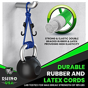 RHINO USA Bungee Cords with Hooks - Heavy Duty Outdoor 28pc Assortment with 4 Free Tarp Clips, Drawstring Organizer Bag, Canopy Ties & Ball Bungees