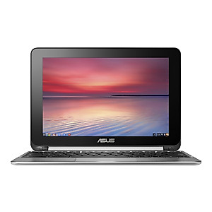 ASUS C100PA-DB01 Chromebook Flip 10.1" Touchscreen Laptop (Quad Core, 2GB, 16GB SSD) - Aluminum Chassis,Silver