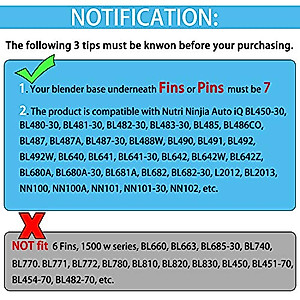 AxPower 2 PACKS 7 FINS Extractor Blades Replacement Part Bottom Blade for Ninja Blender for Nutri Ninja Auto iQ BL642 NN102 BL682 BL2013 and More