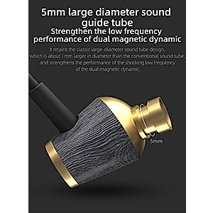 CCA CST in Ear Earbuds, Dual Magnetic Dynamic Drivers Earphones 3.5mm Jack with Mic and Inline Control Noise Isolating Lightweight Headphones for Music Video Phone Call Gaming, (Gold with Mic) …