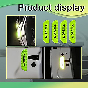 4PCS Universal Car Door Open Prompt Warning Stickers, Anti-Collision Safety Reflective Decal Tape, Car Accessories Universal for Truck, Van, SUV, Night Conspicuity Safety Sign(yellow)