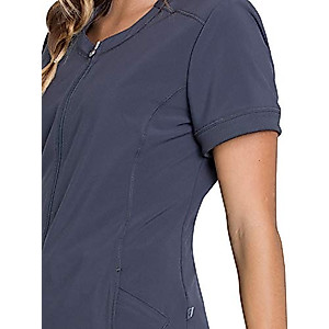 Cherokee Infinity Women Scrubs Top Zip Front V-Neck CK810A, S, Pewter