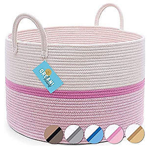 Wide Rope Laundry Basket (3-Toned Pink) + Wide Rope Laundry Basket (Striped/Pink) - PINK