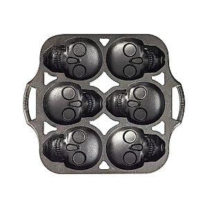 Lodge Seasoned Cast Iron Skull Mini Cake Pan