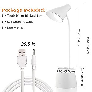 UOIXPUHUO LED Desk Lamp Desk Light for Home Office, Eye-Caring Small Desk Lamp with USB Charging Port for Kids, Reading Lamp for Desk with 3 Lighting Modes for College Dorm Room