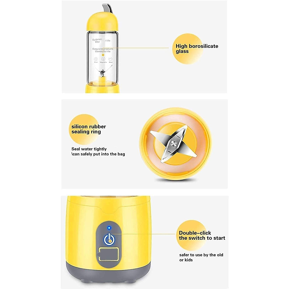 MXJCC Portable Blender, Smoothies Personal Blender Mini Shakes Juicer Cup USB Rechargeable