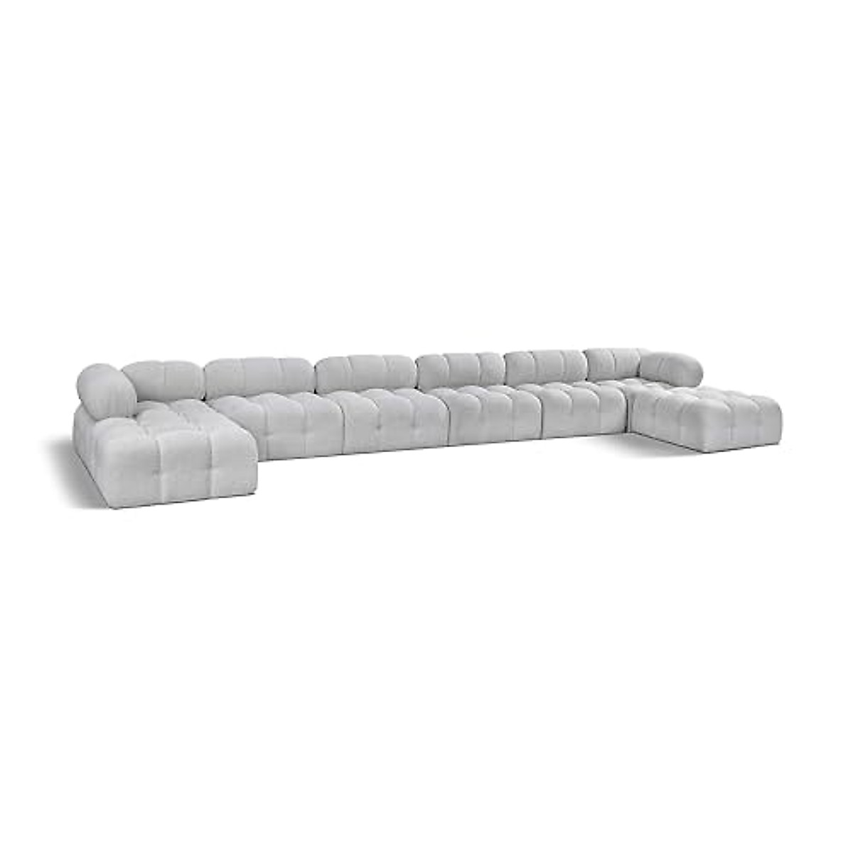 Meridian Furniture 611Grey-Sec8B Ames Collection Modern | Contemporary Modular Sectional with Rich Grey Boucle Fabric, Modular to Create Infinite Configurations, 204" W x 68" D x 28" H, Grey