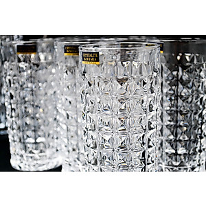 Crystal Glass Water Tumblers set of 6, Highball Glasses 8oz, Cocktail glasses, Old Fashioned, Bohemia Czech, Crystal Gift, Wedding decor