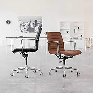 Laura Davidson Furniture SOHO II Ribbed Office Chair, Ergonomically Designed with Arm Rest & Swivel, Grey