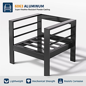 UDPATIO 7 Pieces Aluminum Patio Furniture Set Oversized Outdoor Furniture Modern Patio Set, 9 Seat Thick Cushion Outdoor Seating Set for Balcony(Include Waterproof Sofa Cover)