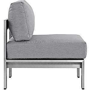 Modway Shore Aluminum Outdoor Patio Armless Chair in Silver Gray