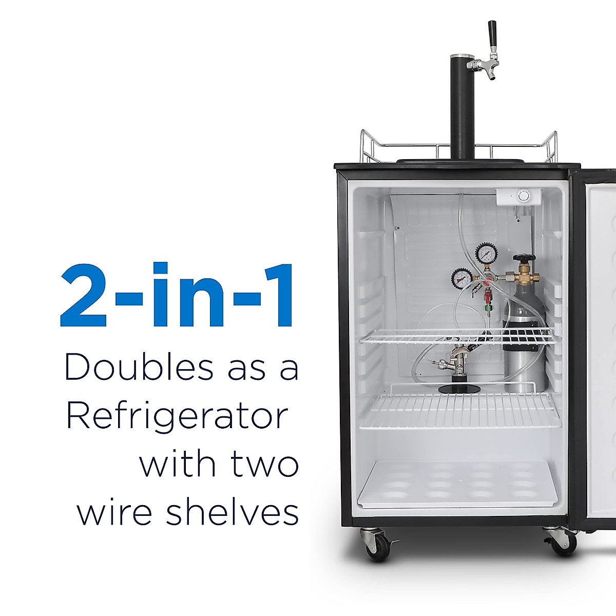 Commercial Cool Beer Kegerator, 6.1 Cu. Ft. Extra Large Capacity Beer Machine with 2-Shelf Fridge