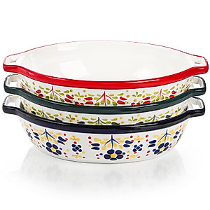 Peohud 3 Pack Ceramic Baking Dishes, 50 Oz Large Casserole Dish for Oven, Oval Au Gratin Pans, Porcelain Bakeware Set Lasagna Pans for Cooking, Cake Dinner, Kitchen, 10 x 7.9 x 2.6 Inches