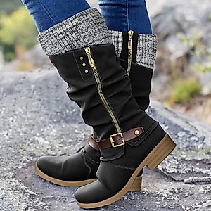 ZHOUXINGB Combat Boots Womens Platform, Black Flats Shoes Women Knee High Boots Silver Shoes Size 10 Clear Sneakers Winter Size 11 Booties Flip Flop Boots Steel Toe Shoes for Women