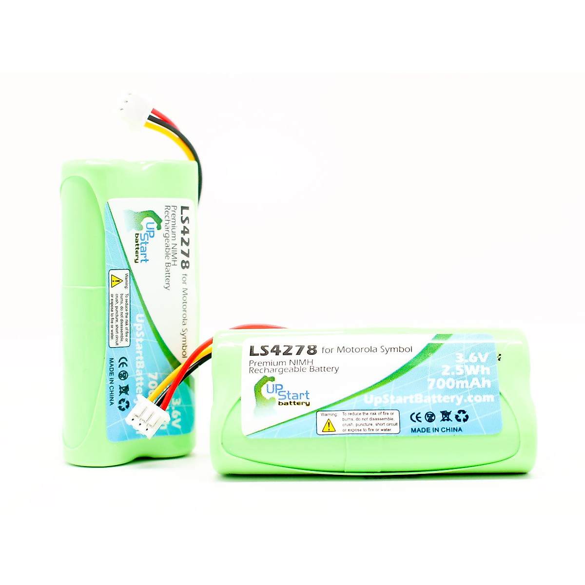 2X Pack Barcode Scanner Battery Replacement for Motorola Symbol LS4278 (700mAh, 3.6V, NI-MH) - Compatible with Motorola Symbol BTRY-LS42RAAOE-01, Symbol 82-67705-01, Symbol LS4278-M, Symbol LS-4278