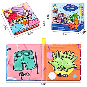 Baby Bath Books,Nontoxic Fabric Soft Baby Cloth Books, Early Education Toys,Waterproof Baby Books for Toddler, Infants Crinkly Cloth Book Bath Toys for 6 to 12 - 18 Months - Pack of 8
