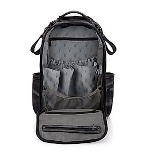 Itzy Ritzy Chelsea + Cole Diaper Bag Backpack - Large Capacity Boss Backpack Diaper Bag; Includes Changing Pad, Stroller Clips and Tassel, Camo with Stag Head Print Interior and Black Hardware